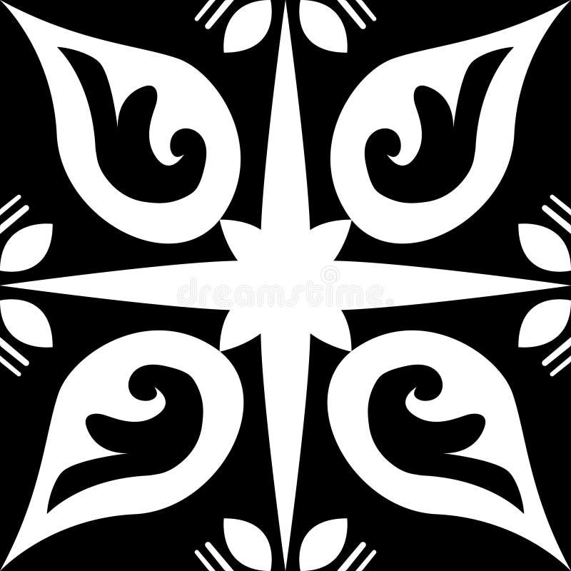 Black and White Royal Pattern. the Seamless Vector Background Stock ...
