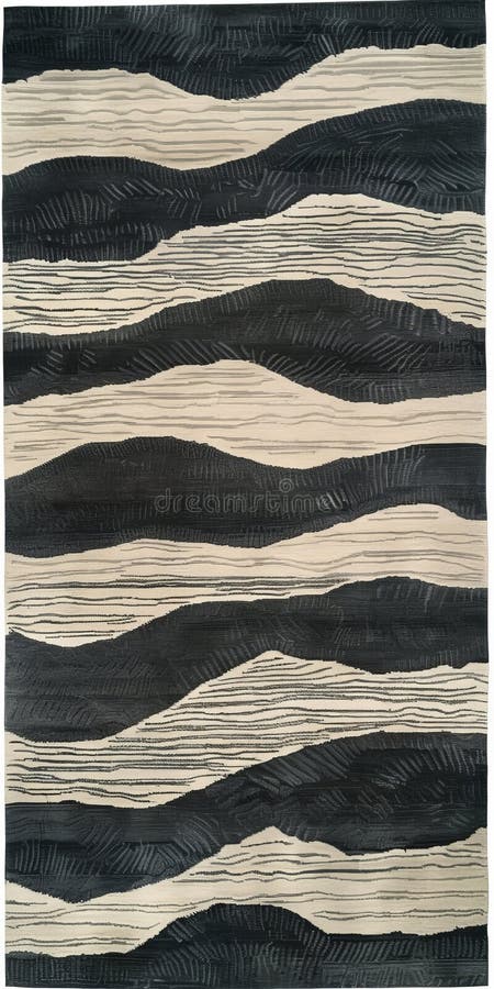 Black and White Rug with Wavy Lines Stock Illustration - Illustration ...