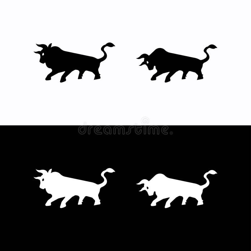 Black and White Running Bull Logo Design Stock Vector - Illustration of ...