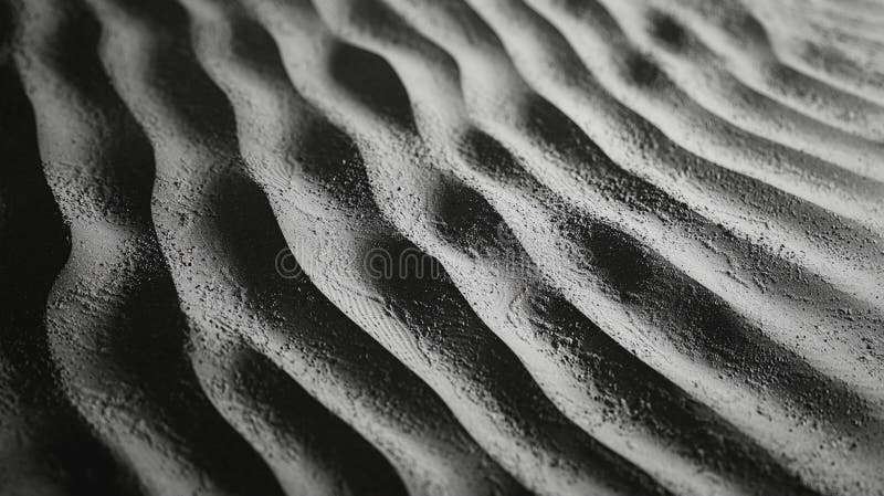Black and White Sand Texture with Wavy Ridges and Grooves, Resembling ...