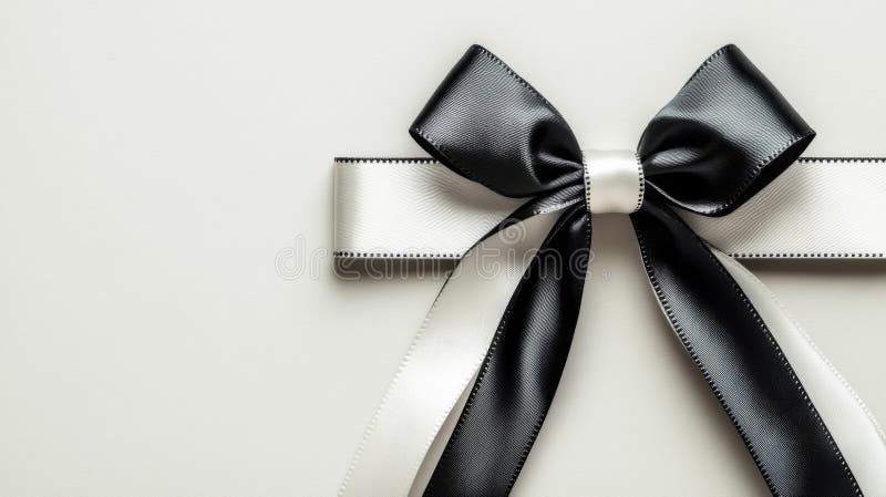 Black and White Satin Bow on Grey Background Stock Illustration ...