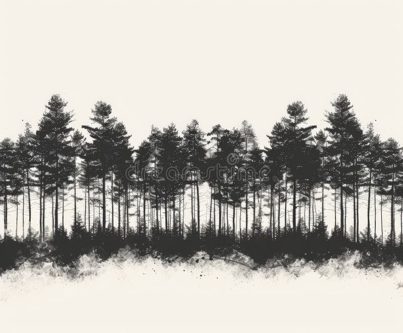 Line of Trees Stretching into the Distance Stock Illustration ...