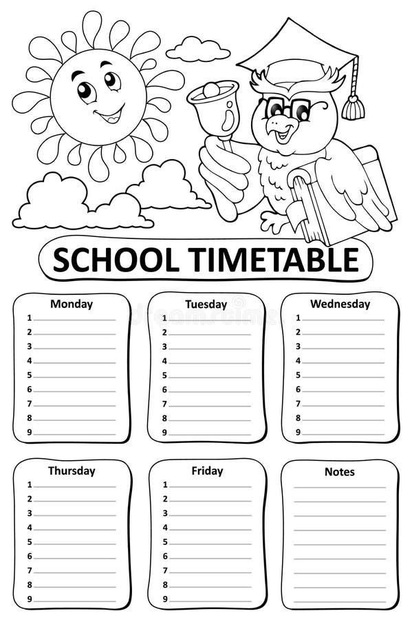 Black and White School Timetable Theme 8 Stock Vector - Illustration of ...