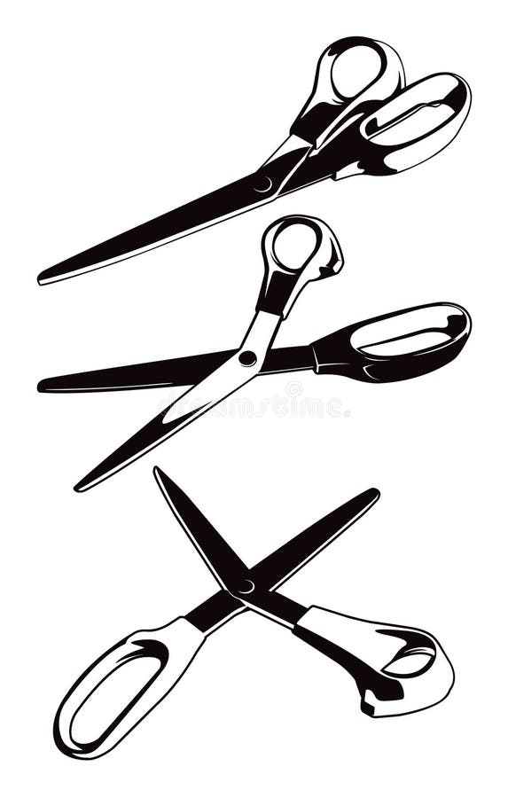 Black and White Scissor Vector Graphic Set Stock Vector - Illustration ...