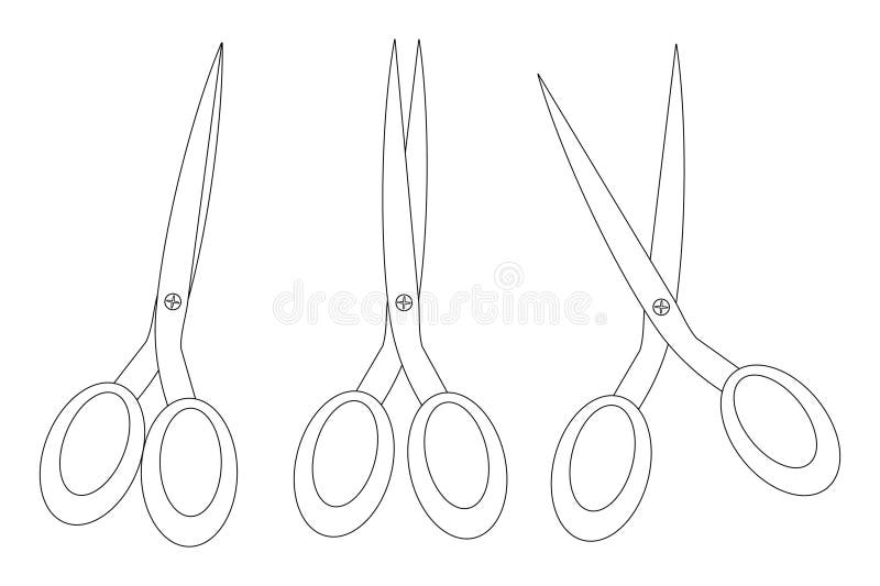 Black and White Scissors Illustration for Coloring Stock Illustration ...