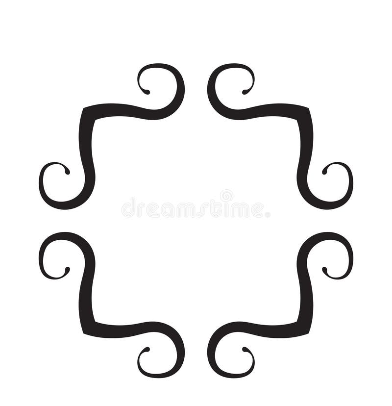 Black & White Round Scroll Frame Stock Vector - Illustration of design ...