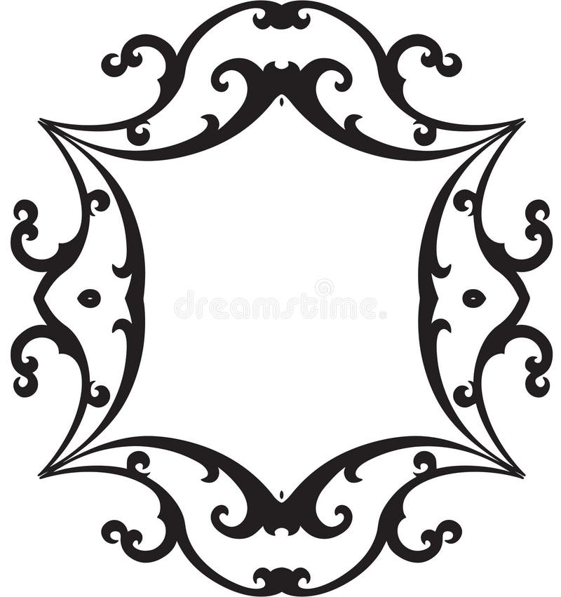 Black & White Round Scroll Frame Stock Vector - Illustration of design ...