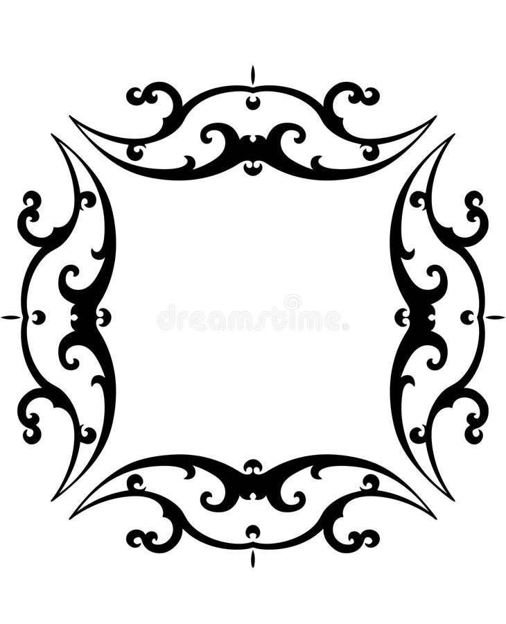 Black & White Round Scroll Frame Stock Vector - Illustration of design ...