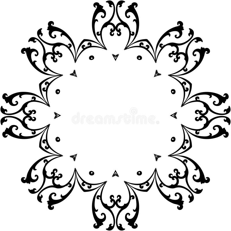 Black & White Round Scroll Frame Stock Vector - Illustration of design ...
