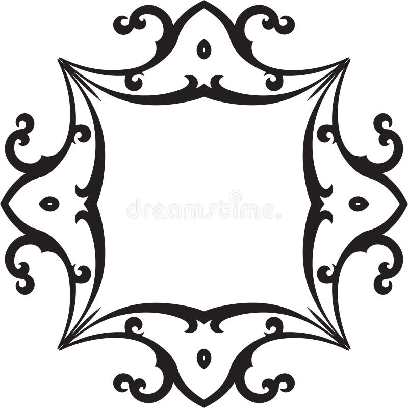 Black & White Round Scroll Frame Stock Vector - Illustration of design ...