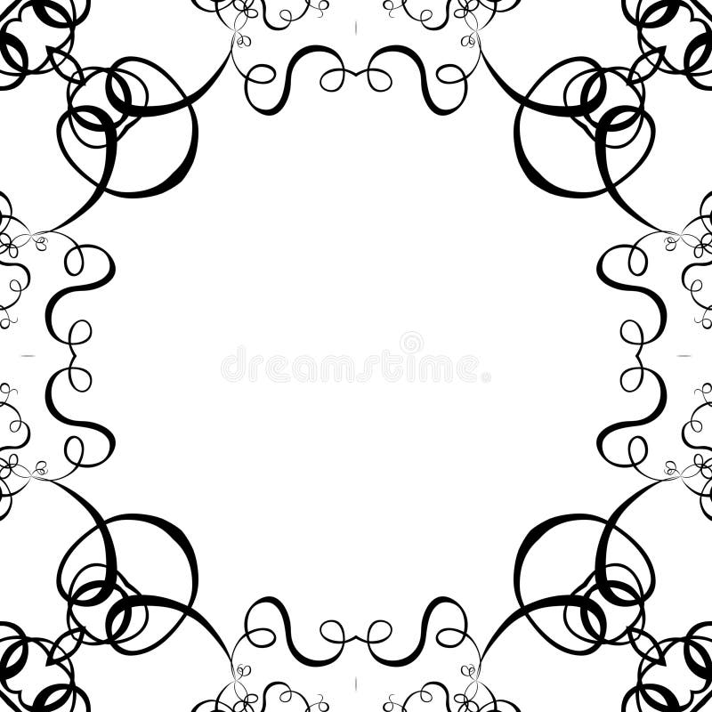 Black & White Round Scroll Frame Stock Vector - Illustration of design ...