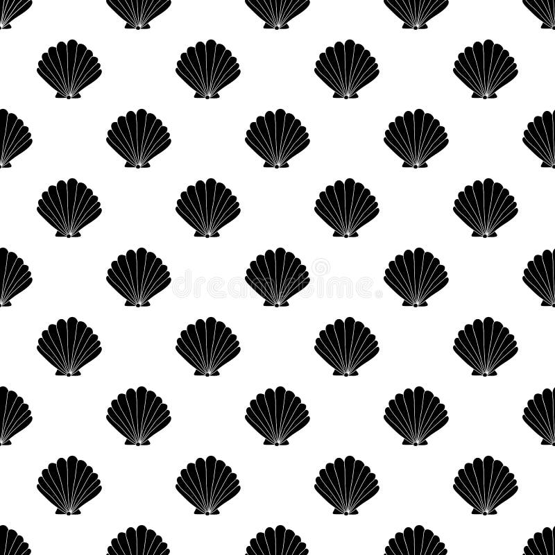 Black and White Sea Shells Vector Seamless Pattern Stock Vector ...