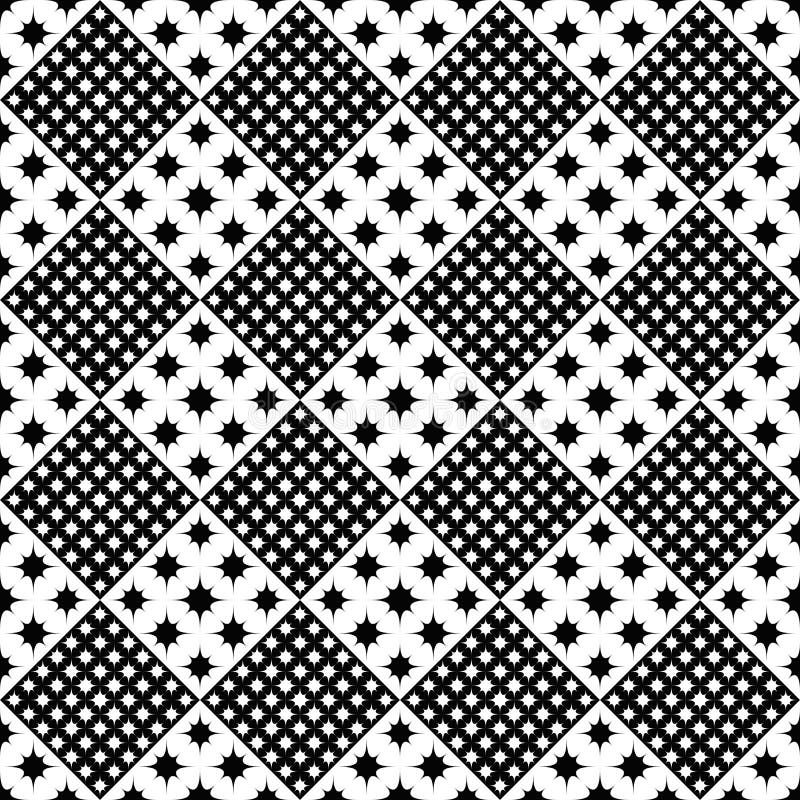 Black and White Seamless Abstract Curved Star Pattern Background Stock ...