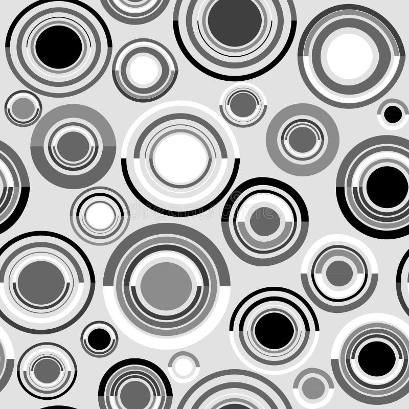 Black and White Seamless Background with Circles and Round Shapes Stock ...