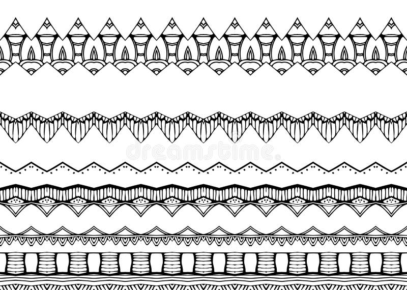 Black and White Seamless Border. Vector Ornamental Pattern Stock Vector ...
