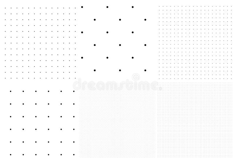 Black and White Seamless Circles, Dots, Speckles Pattern Set ...