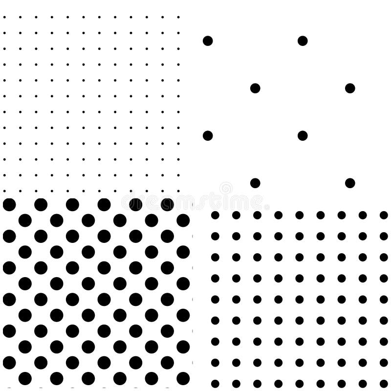 Black and White Seamless Circles, Dots, Speckles Pattern Set ...