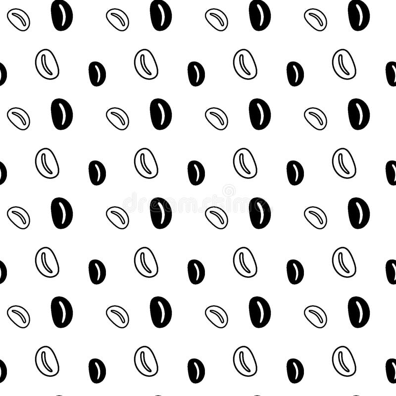 Black and White Seamless Endless Pattern with Coffee Beans. Repeat ...