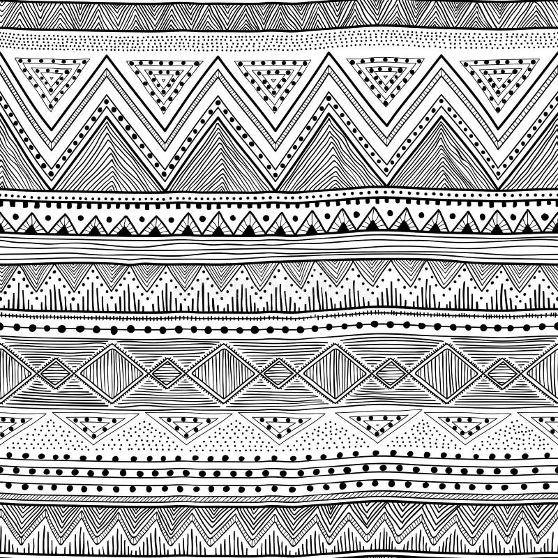 Black and White Seamless Ethnic Background. Vector Illustration Stock ...