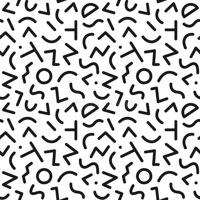Black and White Seamless Geometric Pattern. Hipster Memphis Style Stock ...