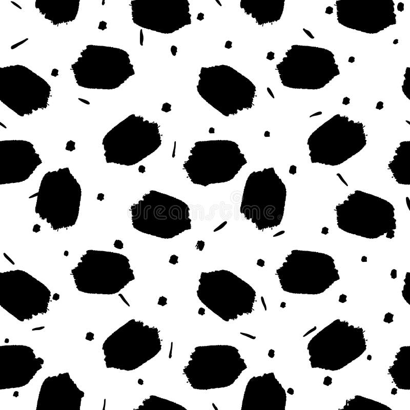 Black and White Seamless Pattern Brush Strokes and Dots Stock Vector ...
