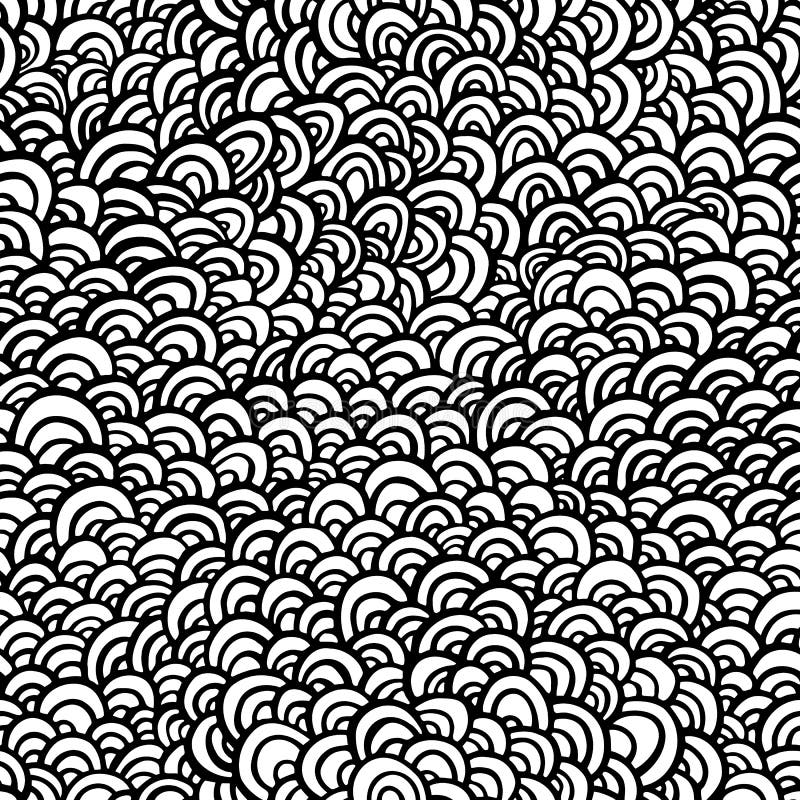 Black and White Seamless Pattern of Chaotic Japanese Waves. Stock ...