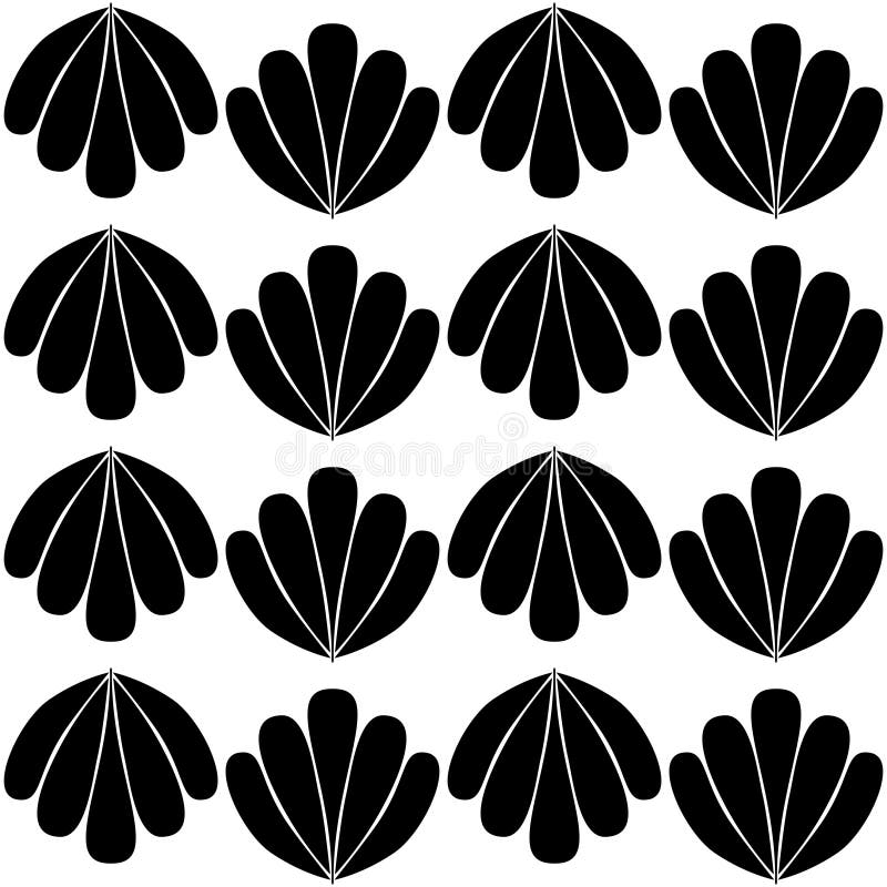 Black and White Seamless Pattern Sea Shell, Simple Contrast Background ...