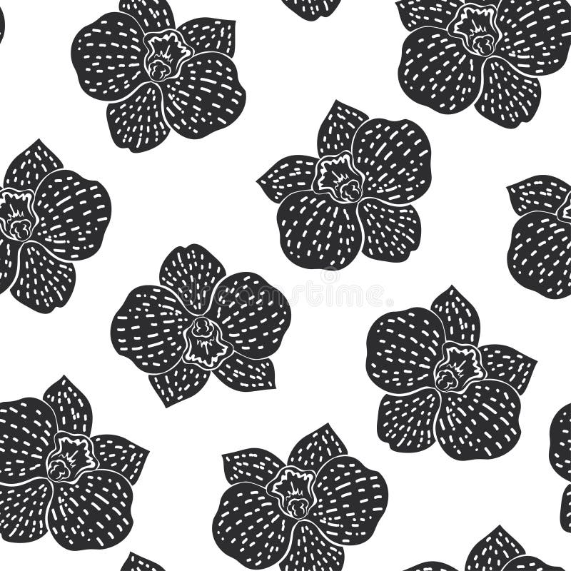 Black and White Seamless Pattern with Hibiscus Flowers Stock Vector ...