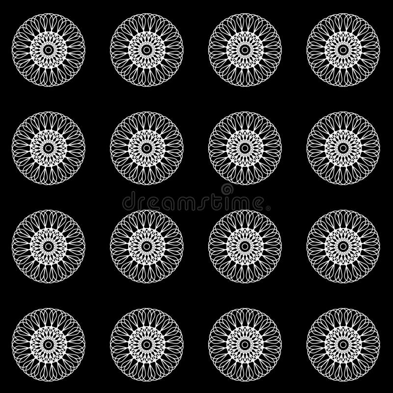 Black and White Seamless Pattern for Textile, Round Disc Wheel Vector ...