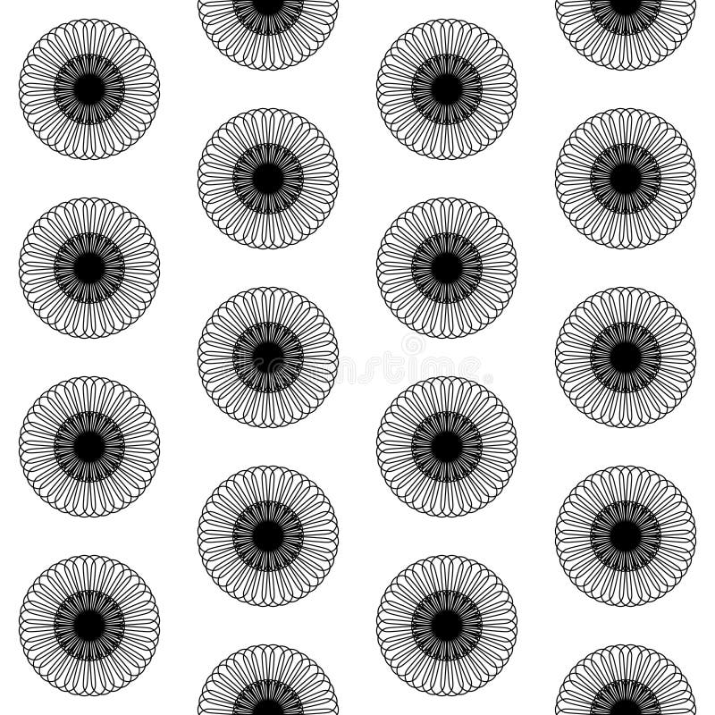 Black and White Seamless Pattern for Textile and Wrapping Paper, Round ...