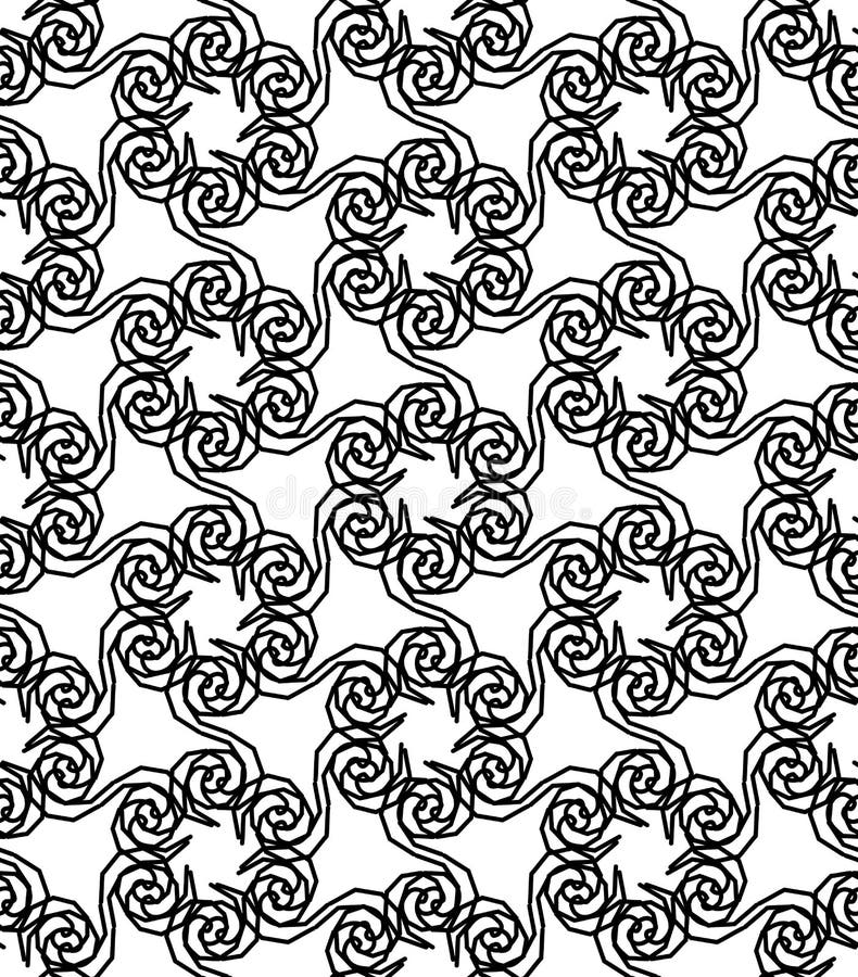 Black and White Seamless Pattern with Twist Line Style. Stock ...
