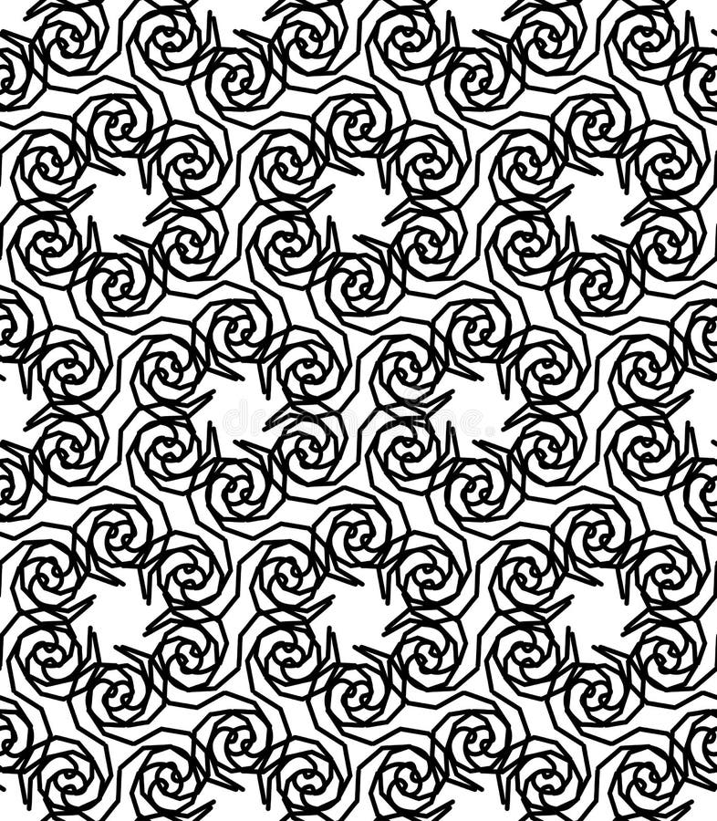 Black and White Seamless Pattern with Twist Line Style. Stock Vector ...