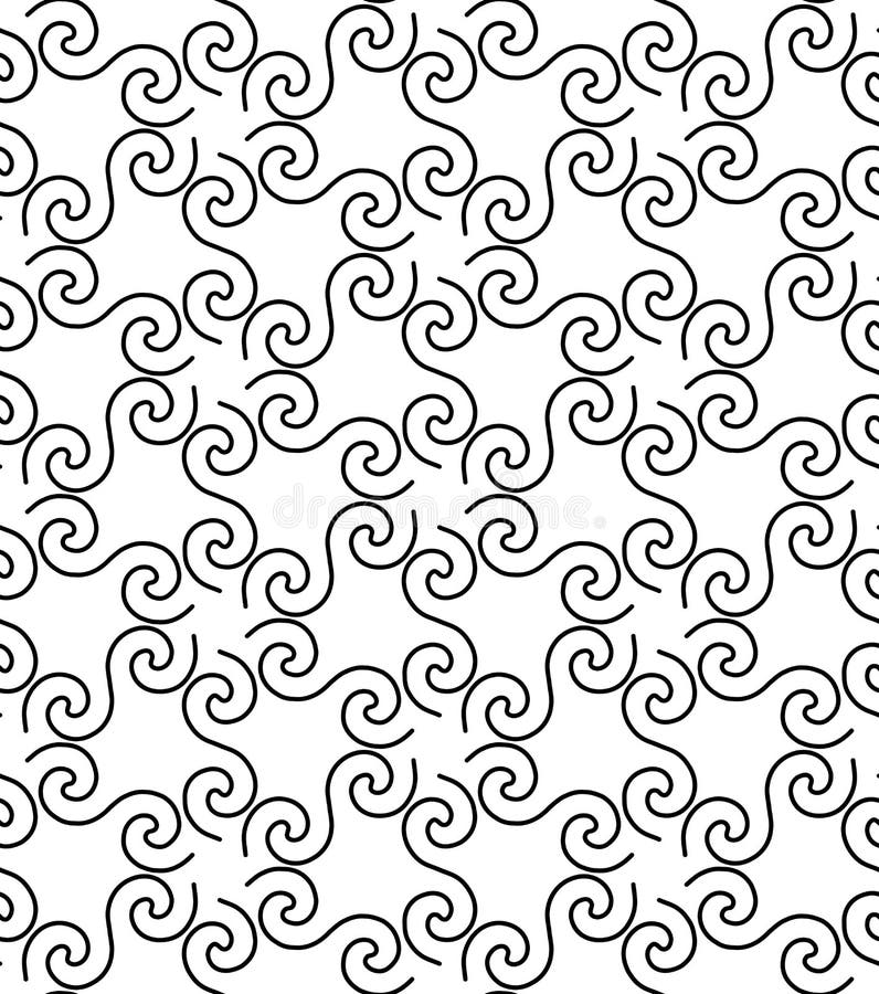 Black and White Seamless Pattern with Twist Line Style. Stock Vector ...