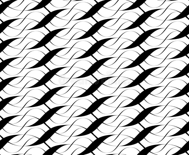 Black and White Seamless Pattern Twist Line Style, Abstract Background ...