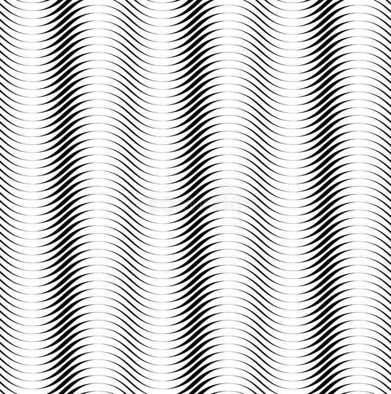 Black and White Seamless Pattern Wave Line Style, Abstract Background ...