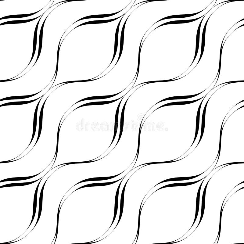 Black and White Seamless Pattern Wave Line Style, Abstract Background ...