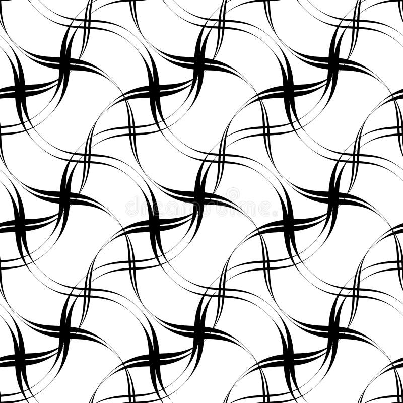Black and White Seamless Pattern Wave Line Style, Abstract Background ...