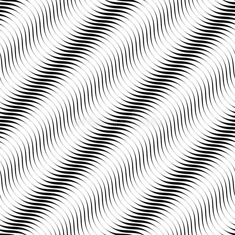 Black and White Seamless Pattern Wave Line Style, Abstract Background ...