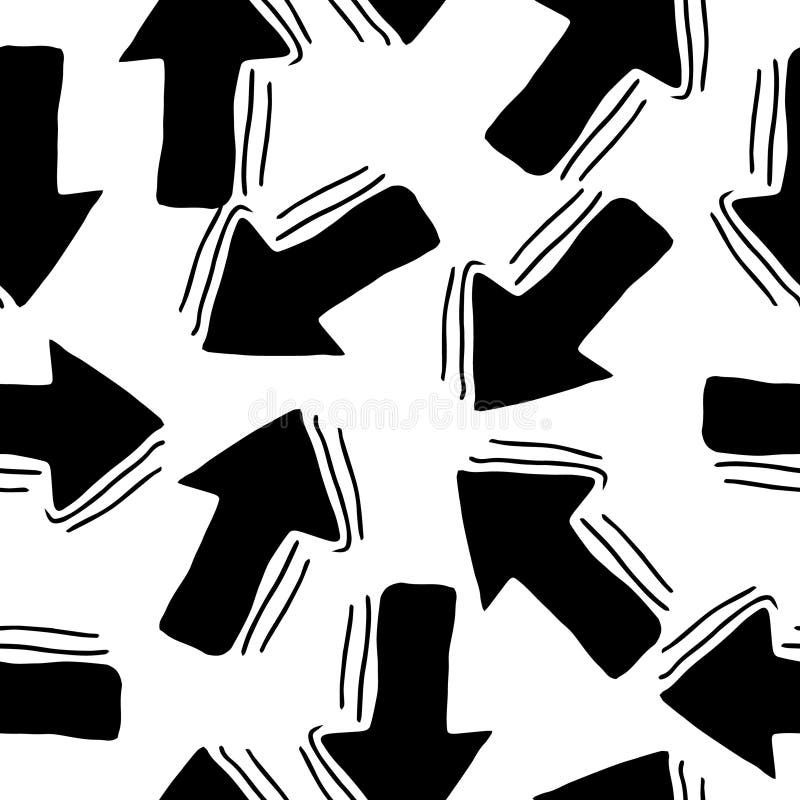 Hand Drawn Up and Down Arrows Doodle Sketch Style Vector Illustration ...