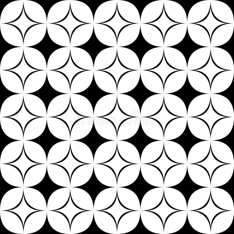 Black And White Seamless Star Pattern Geometrical Monochrome Vector