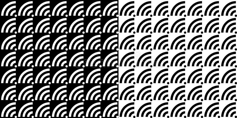 Black and White Seamless Abstract Wi Fi Pattern Vector Illustration ...