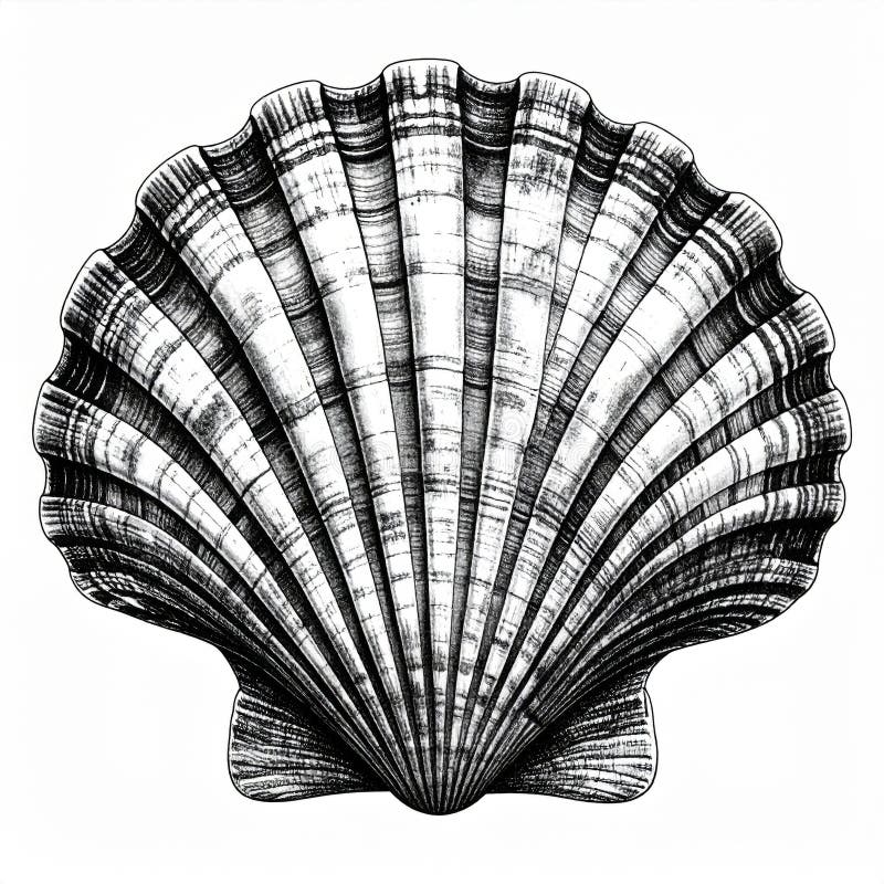 Black and White Seashell Illustration Stock Illustration - Illustration ...