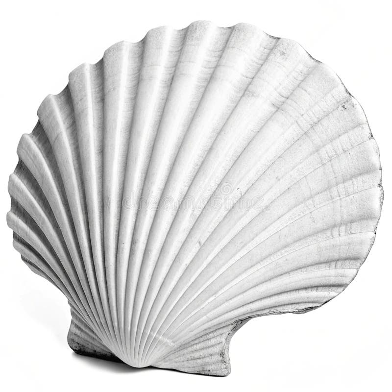 Black and White Seashell Isolated on White Background Stock ...