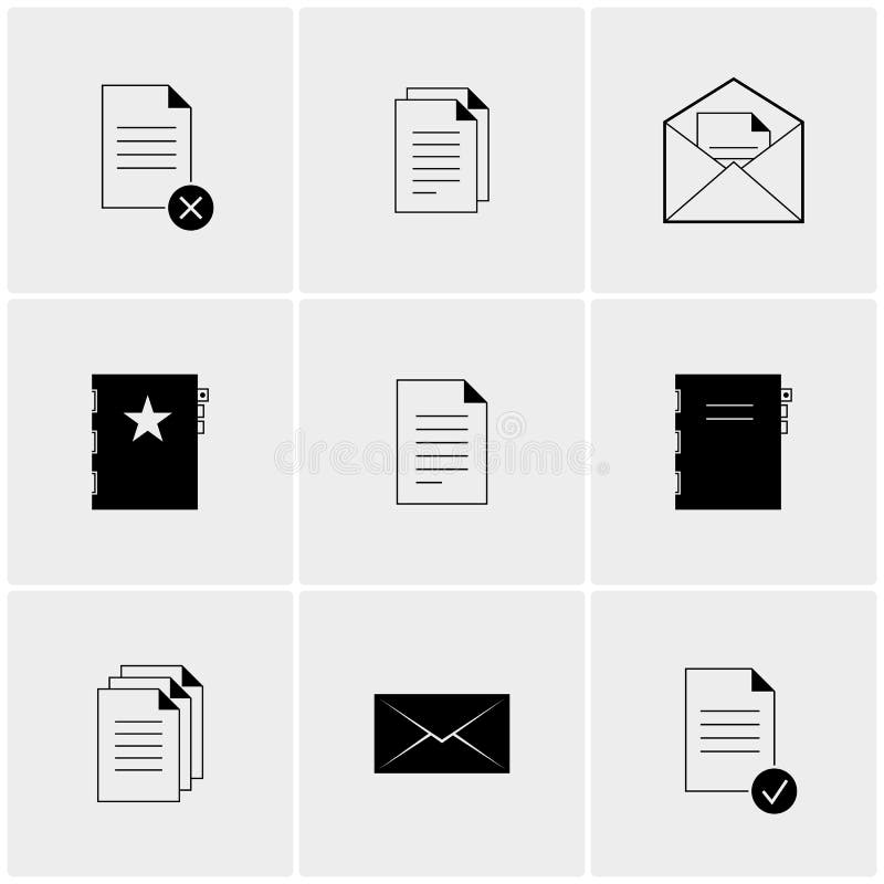 Black and White Set of Icons Stock Vector - Illustration of checklist ...