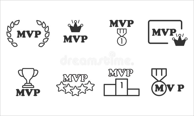 Black and White Set with MVP Icon on a White Background Stock Vector ...