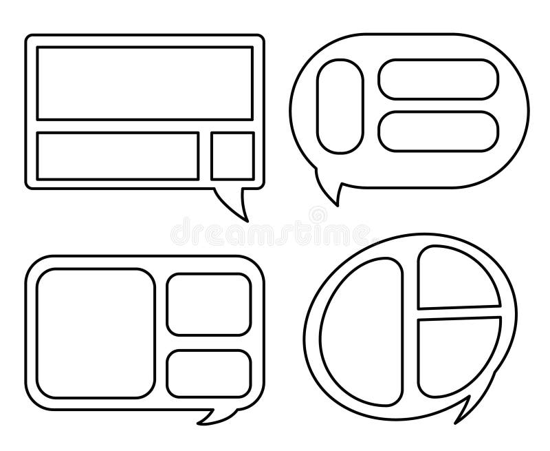 Black and White Set of Vector Icons for Text Boxes Stock Vector ...