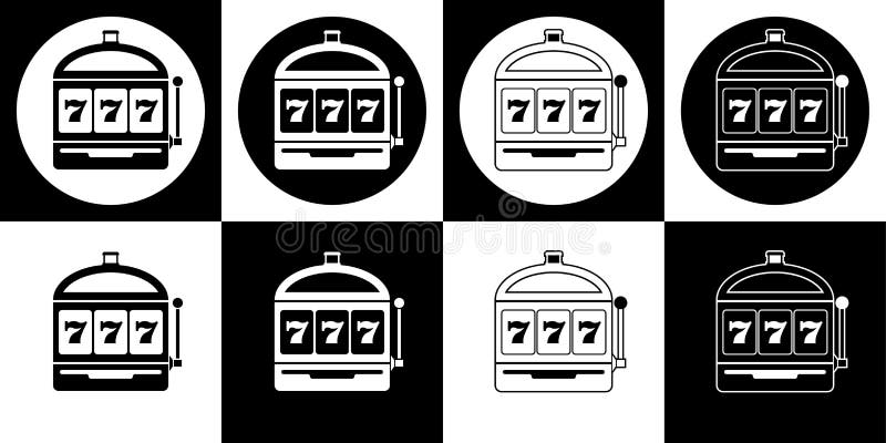 Black and White Seven Slot Machine Icon Set Stock Vector - Illustration ...