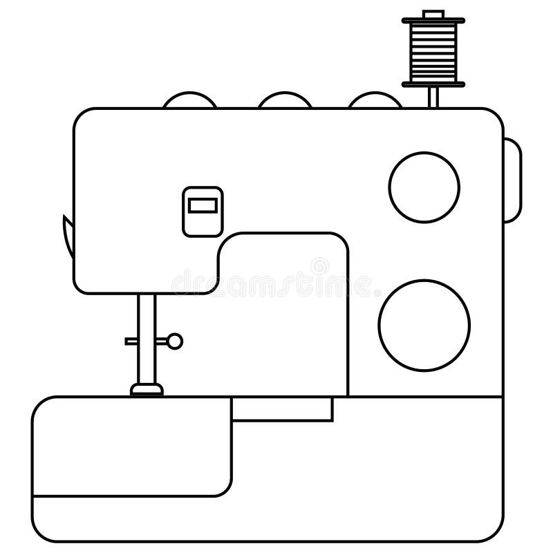 Black and White Sewing Machine Flat Vector Icon Stock Illustration ...