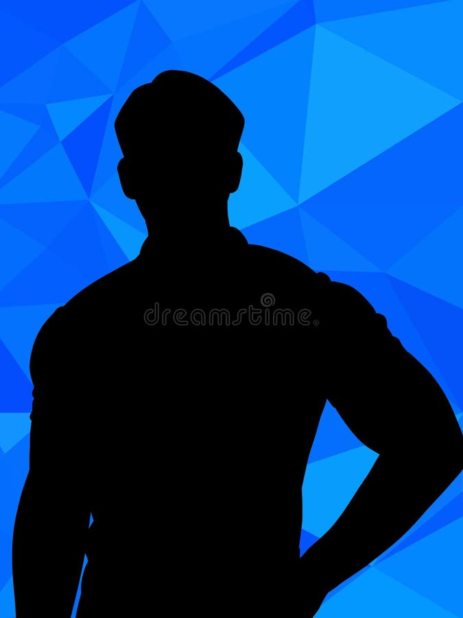 Black and White of Shape Man on Blue Background Stock Illustration ...