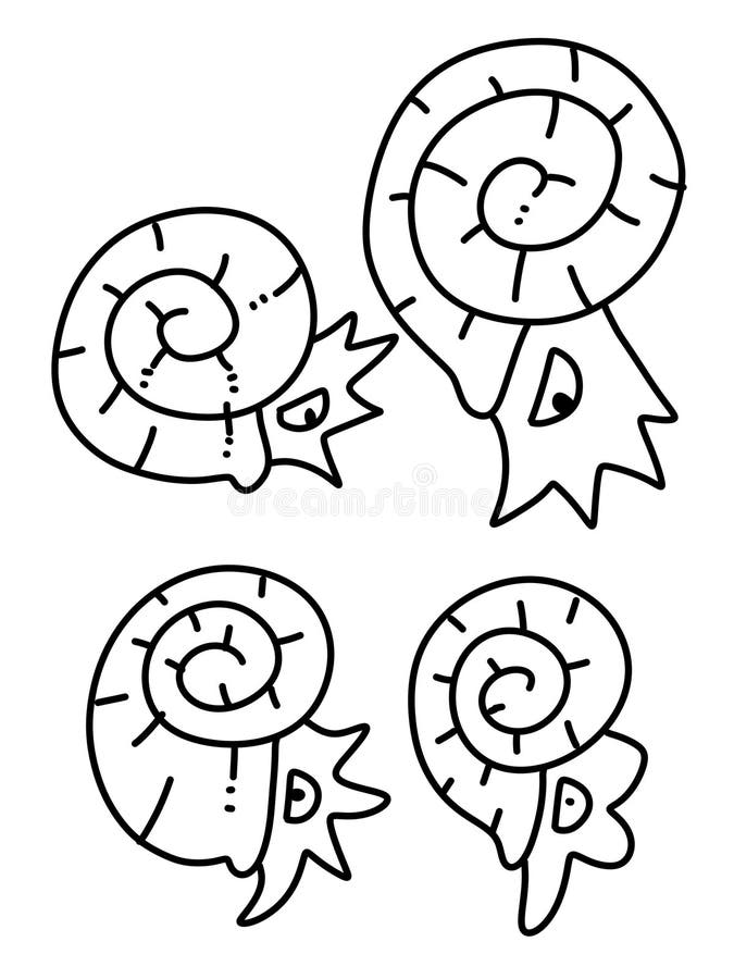 Black and White of Shell Cartoon for Coloring Stock Illustration ...